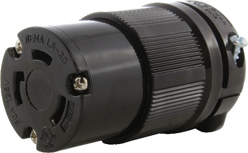 AC Connectors 30-Amp 125-Volt NEMA L5-30r 3-wire Grounding Light-duty Locking Connector, Black